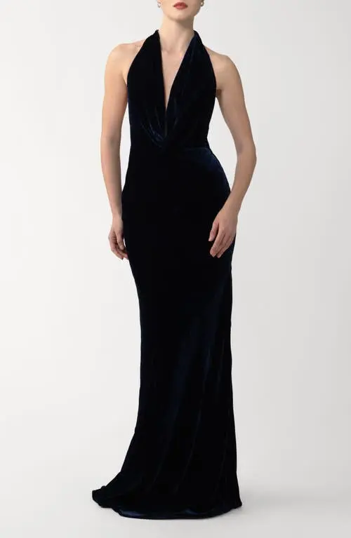 SAU LEE Velvet Gown - Midnight Blue
