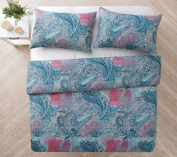 VCNY HOME Ava 3-piece Pinsonic Reversible Quilt Set -full /queen