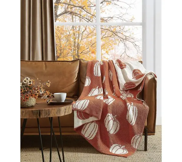 TRULY SOFT Cozy Pumpkins Reversible 50x70 Throw