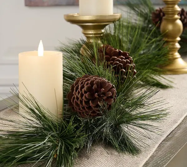 LWYA BY KIM GRAVEL As Is 6' Long Needle Pine Garland W/pinecones Kim Gravel