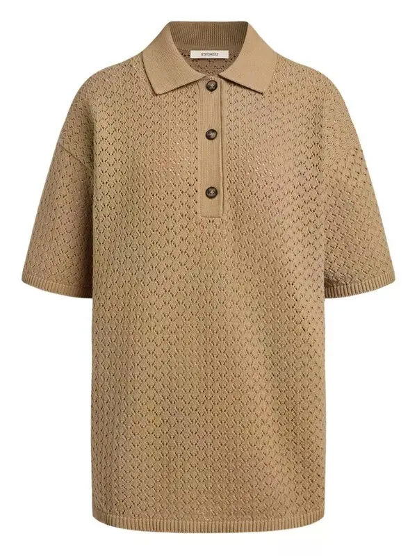 12 STOREEZ Open-knit Polo Top