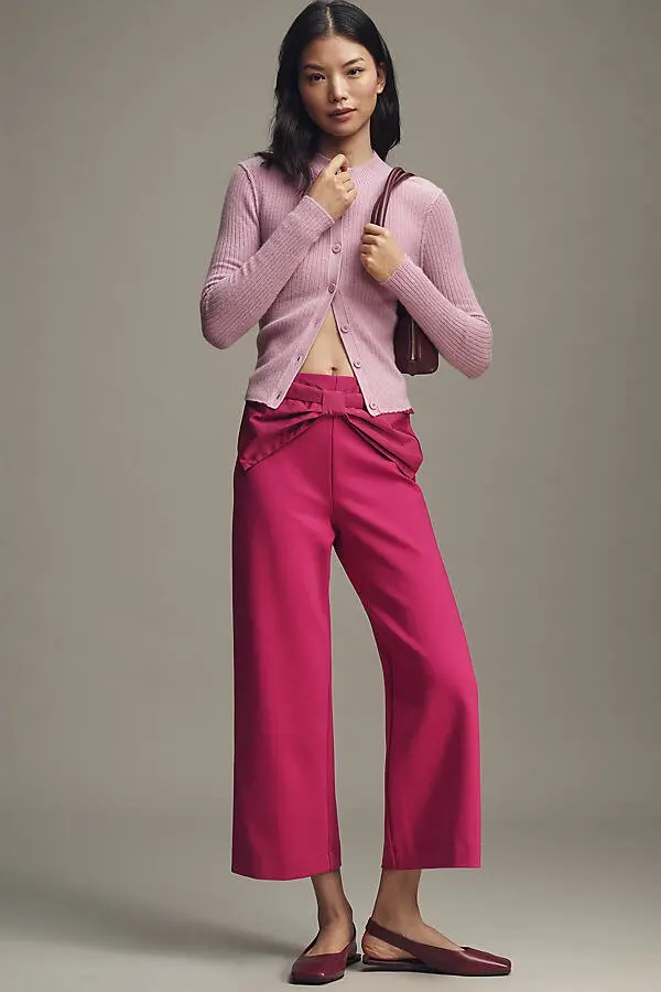 Maeve The @merricksart Colette Crop Bow-waist Pants - Raspberry