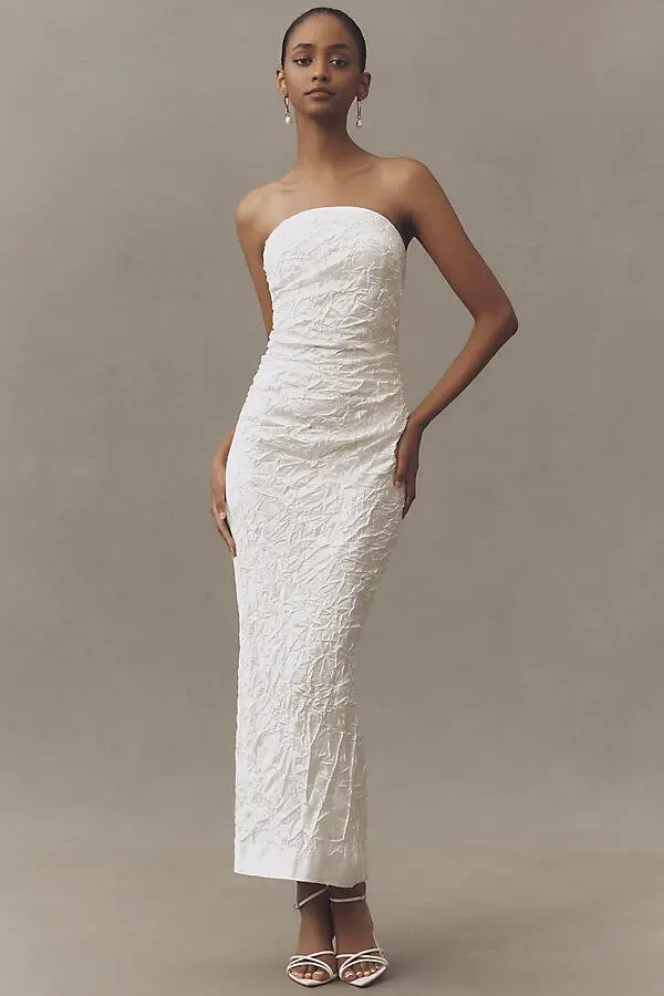 Bhldn Crinkled Satin Midi Dress