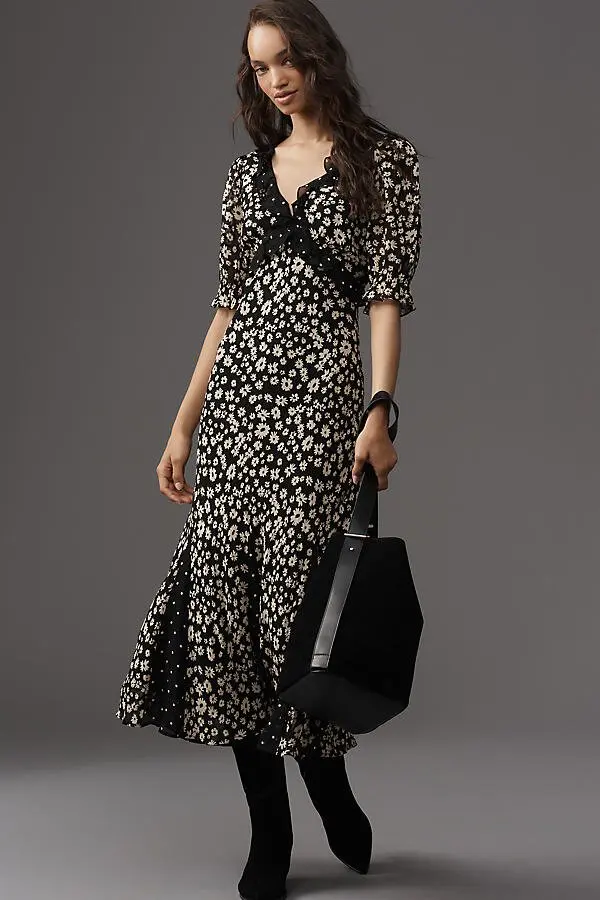 Rails Annmarie Midi Dress - Black & White Pattern