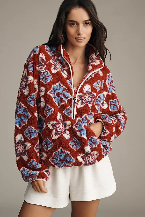 The Upside X Harlow Half-zip Fleece Pullover - Batik (maroon)