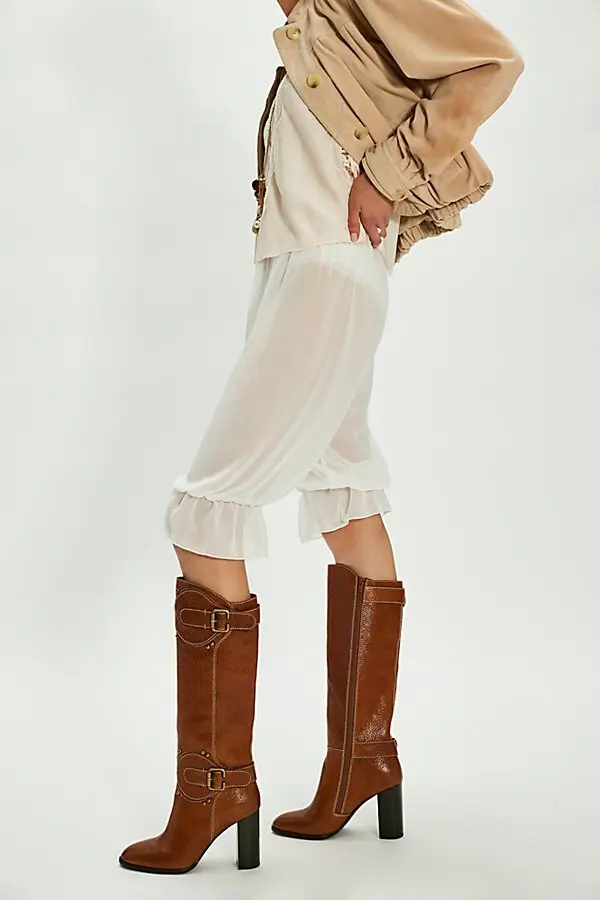 Jeffrey Campbell Boheme Buckle Boots - Tan Crinkle Bronze