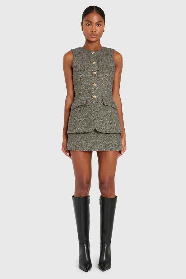 Amanda Uprichard Serena Mini Skort Romper - Black Multi