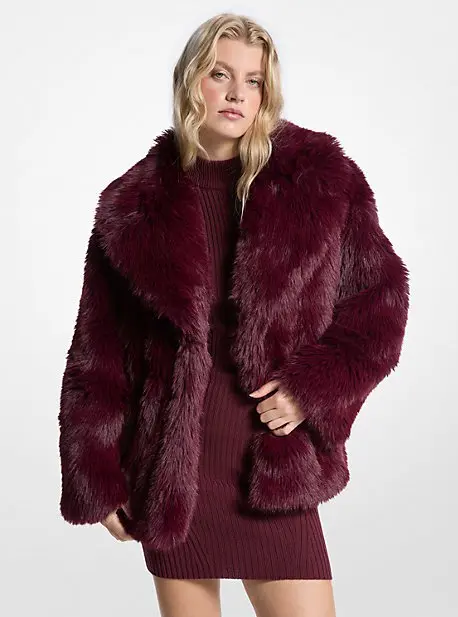 Michael Kors Faux Fur Pea Coat