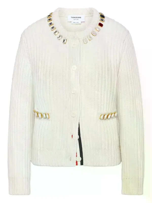 Thom Browne Crystal-embellished Ribbed Cardigan