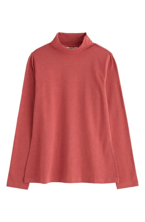 SEASALT CORNWALL Landing Turtleneck Stretch Organic Cotton Top - Melange Red Sail
