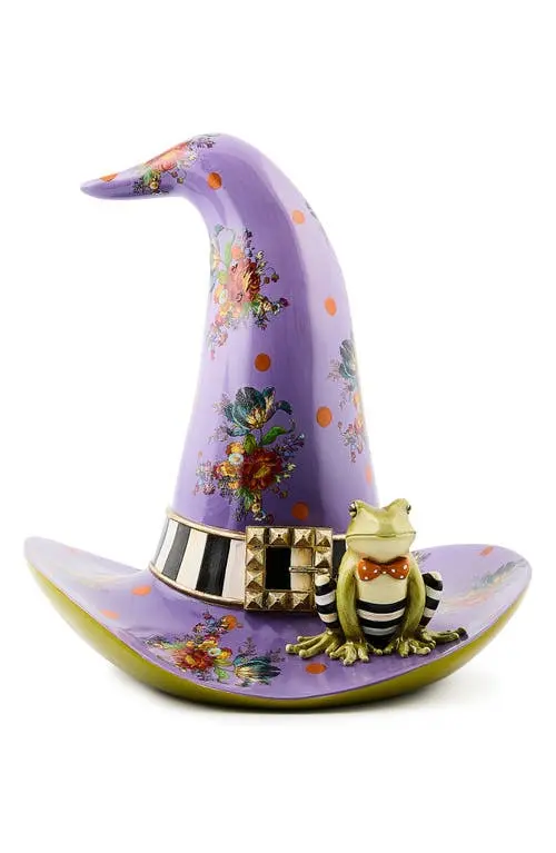 MACKENZIE-CHILDS Fergal The Frog Witch's Hat Halloween Figurine - Purple