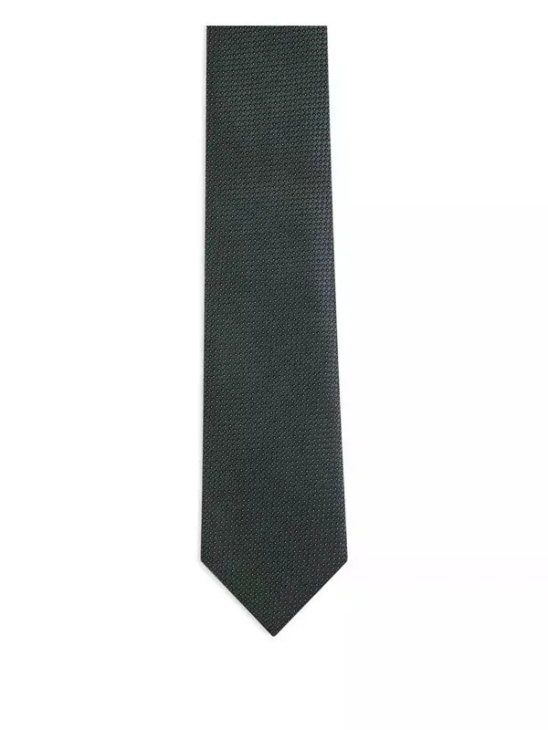 Zegna Dotted Silk Neck Tie - Black
