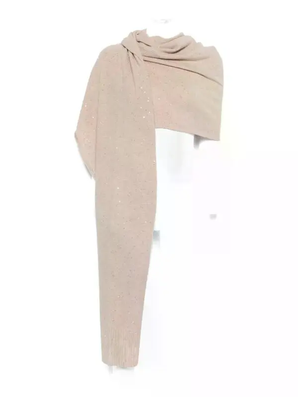 Antonelli Firenze Sequin-embellished Knitted Scarf - Neutrals