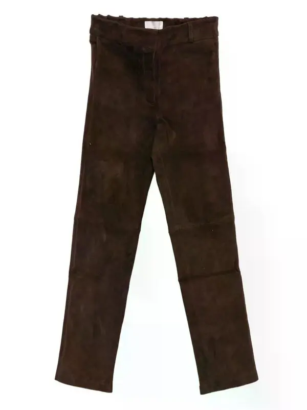 Hemisphere Suede Straight Leg Trousers - Brown