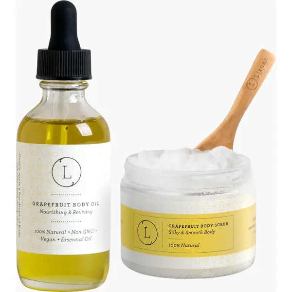 LIZUSH Moisturizing Set With Grapefruit Body Oil And Body Scrub - Grapefruit Set
