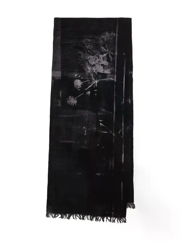 Y’s Floral-print Fringed Scarf