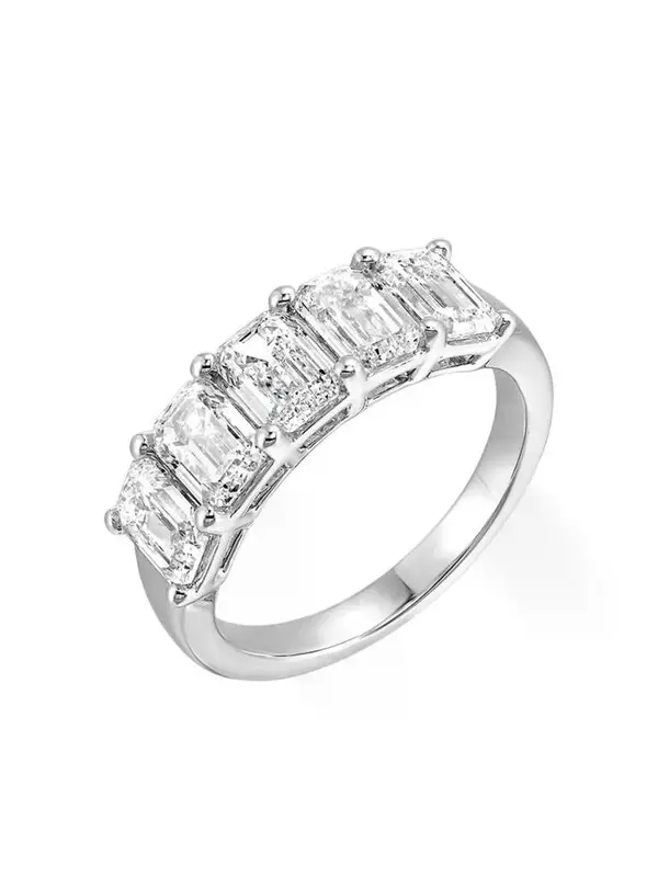 TILLA 14k White Gold Lab-grown Diamond And Emerald Ring