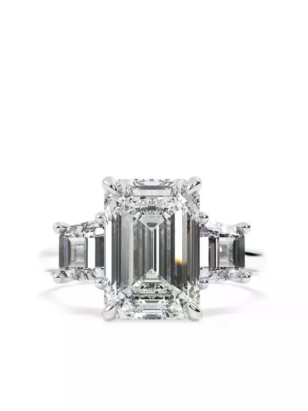 TILLA 14k White Gold Lab-grown Diamond And Emerald Ring