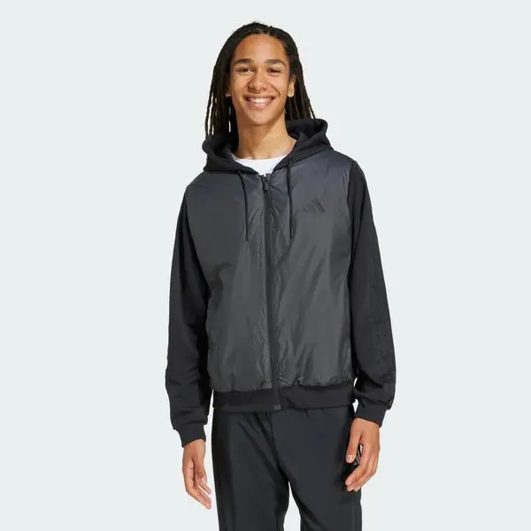 Adidas Essentials Climawarm 3-stripes Insulated Hooded Hybrid Jacket - Black