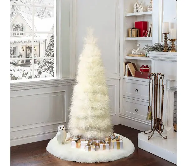 LUXEN HOME Luxenhome 5ft Slim Artificial Pampas Grass Tree In Ivory