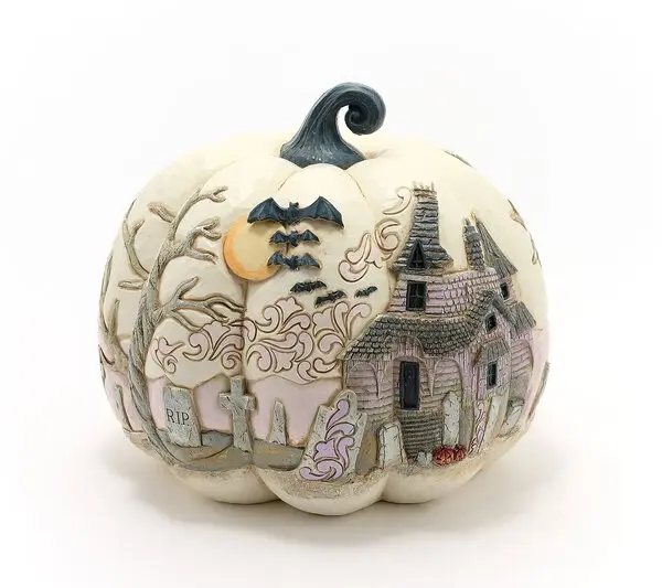 JIM SHORE As Is Heartwood Creek 7' Pumpkin W/ Halloween Scene