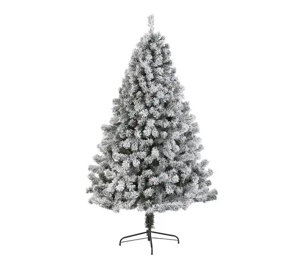 NEARLY NATURAL 7' Flocked West Virginia Fir Art Ificial Tree