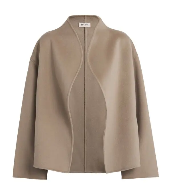 Soft Goat Wool-cashmere Short Cape Jacket - Beige
