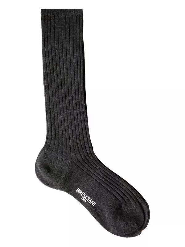 BRESCIANI Ribbed Wool Blend Socks - Grey