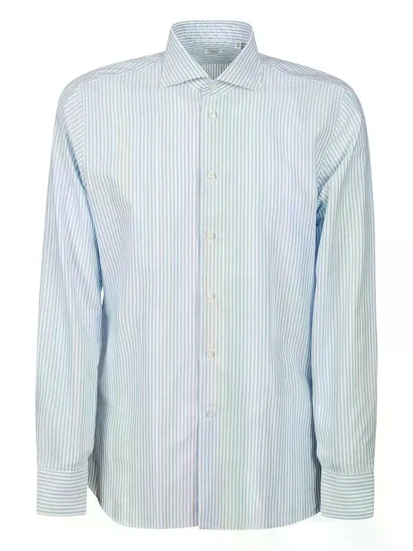 BORRIELLO NAPOLI Striped-pattern Cotton Shirt - Blue