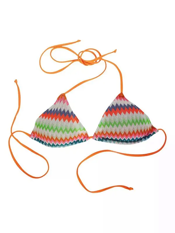 MC2 SAINT BARTH Zig-zag Patterned Lace-up Bikini Top