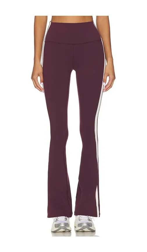 Splits59 Raquel High Waist Supplex Flare 32 Legging In Burgundy - Dark Cherry & Creme