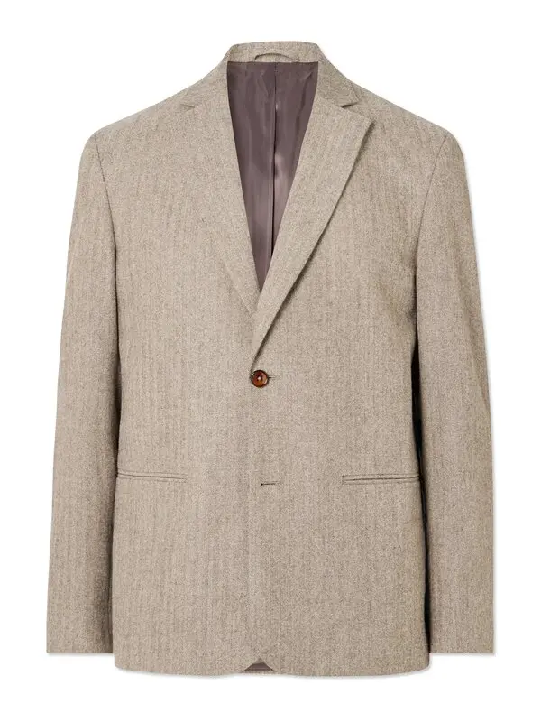 Nn07 Timo 10001 Herringbone Wool And Organic Cotton-blend Blazer