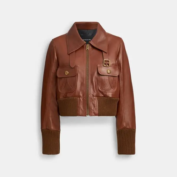 Coach Leather Aviator Jacket