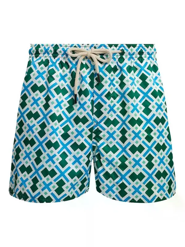 PENINSULA SWIMWEAR Geometric-print Swim Shorts - Blue