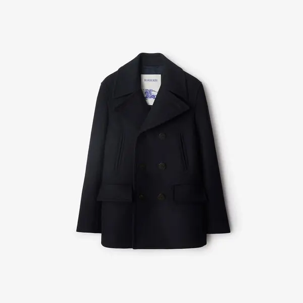Burberry Shelborne Wool Pea Coat - Blue
