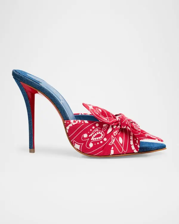 CHRISTIAN LOUBOUTIN Miss Z Denim Bandana Mules