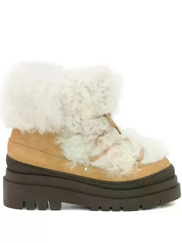 YVES SALOMON Shearling Platform Boots - White