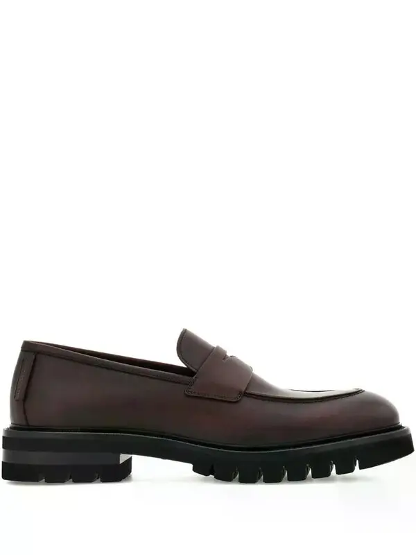 FERRAGAMO Saddle-strap Penny Loafers - Brown