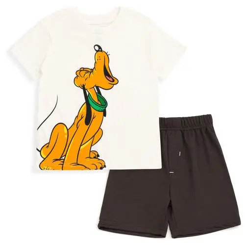 Disney Mickey Mouse & Friends T-shirt & Mesh Shorts Set - Pluto White White