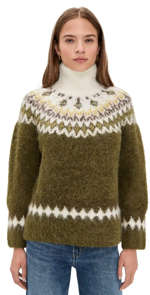 Rag & Bone Beth Oversized Alpaca Fair Isle Turtleneck