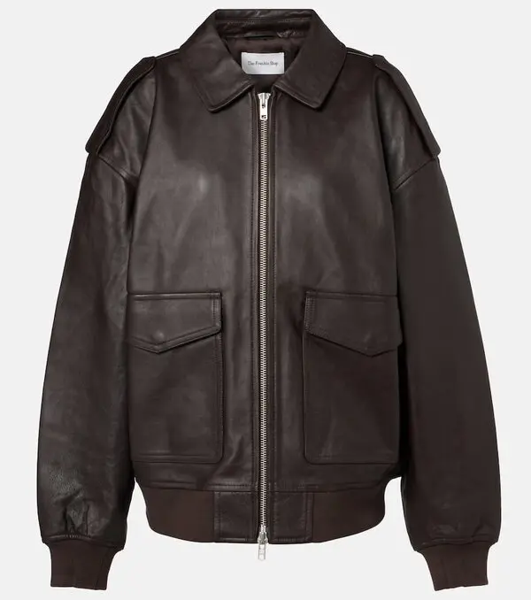 THE FRANKIE SHOP Viper Leather Jacket - Brown