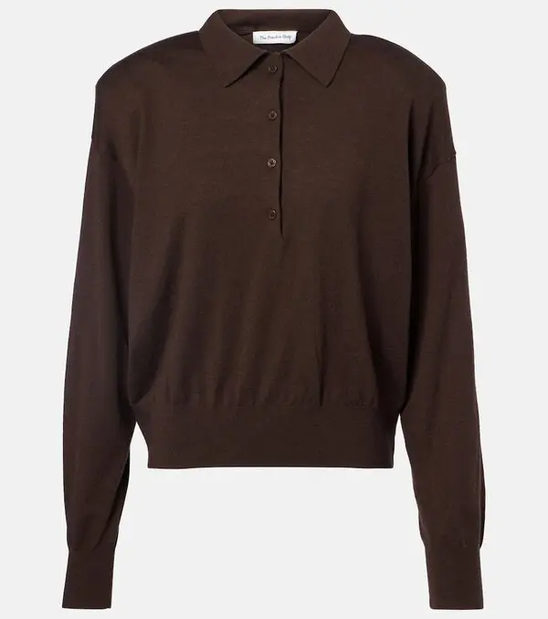 THE FRANKIE SHOP Croydon Wool-blend Polo Sweater - Brown