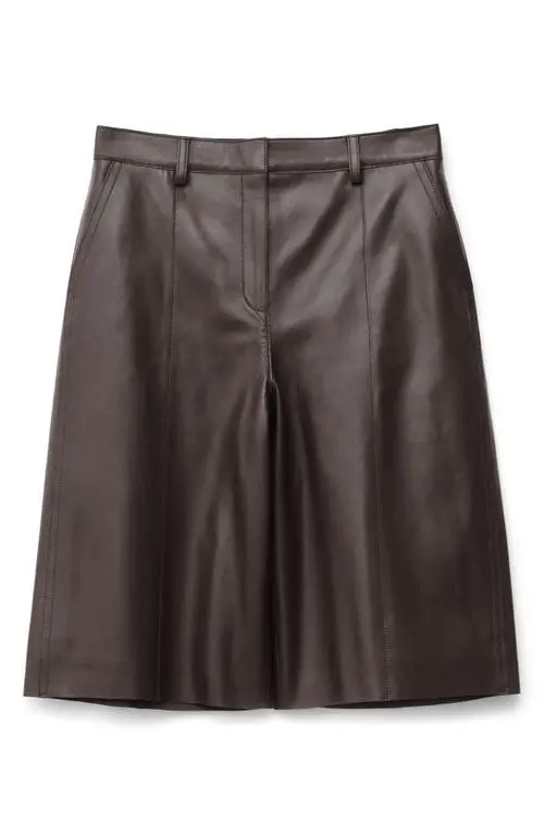 & Other Stories High Waist Leather Bermuda Shorts