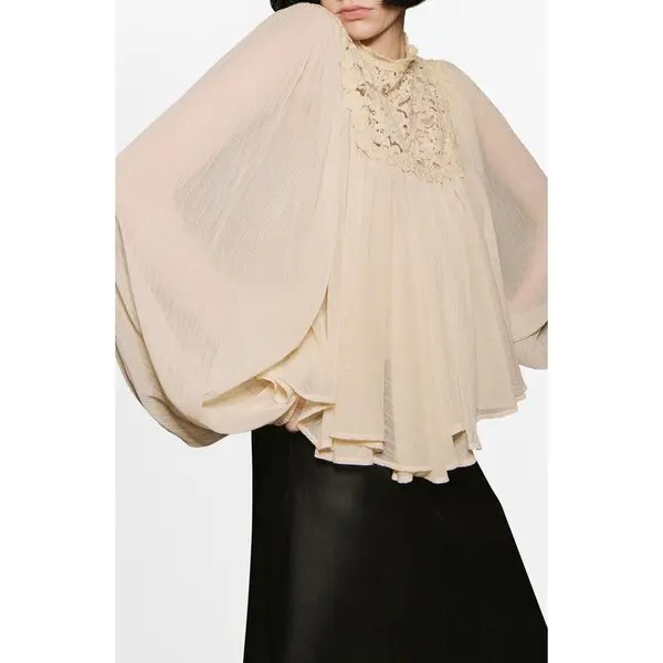 Mango Regina Lace Yoke Top