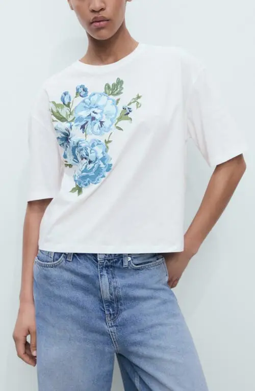 Mango Floral Print Cotton T-shirt