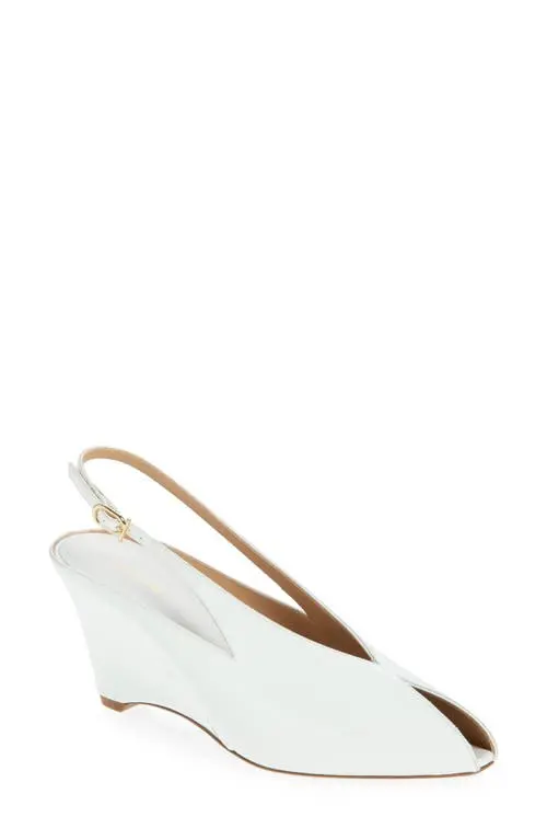 FERRAGAMO Aduele Peep Toe Slingback Wedge Pumps
