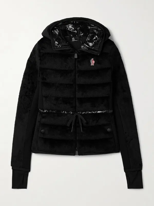 Moncler Hooded Quilted Fleece Down Jacket