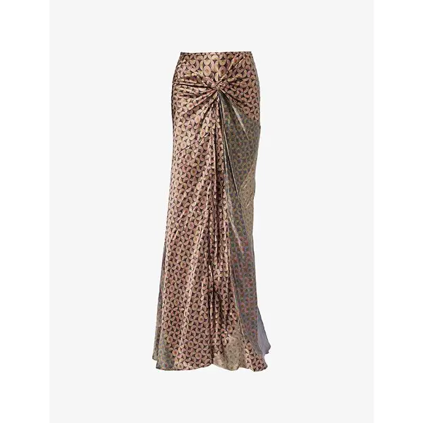 Dries Van Noten Smila Patterned Silk Maxi Skirt