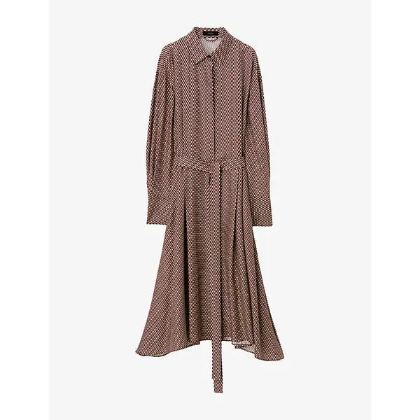 JOSEPH Graphic-print Silk-blend Midi Dress
