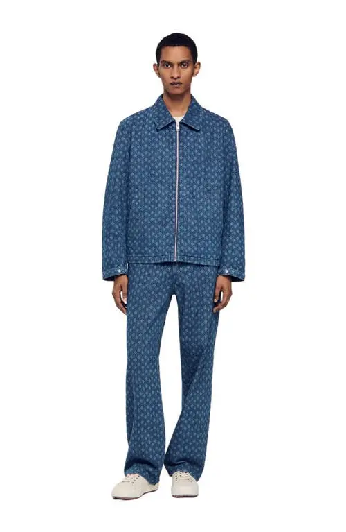Sandro Rope Motif Denim Jacket - Raw-denim